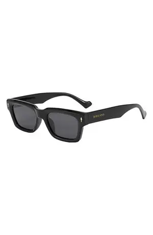FIFTH & NINTH Cole 50mm Polarized Rectangular Sunglasses - Black/ Black