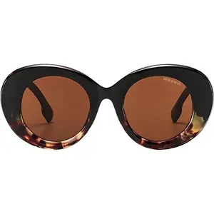FIFTH & NINTH Molly 50mm Polarized Round Sunglasses - Black Torte/ Brown