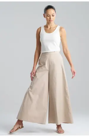 Natori Tech Cotton Taffeta Palazzo Pants - Beige