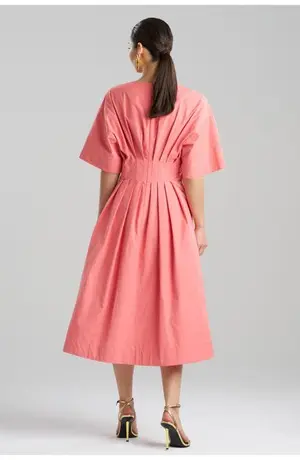 Natori Tech Cotton Taffeta V-neck Dress - Flamingo