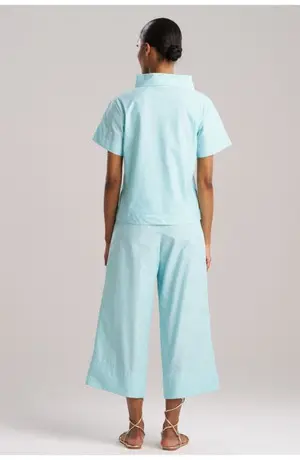 Natori Techno Poplin Funnel Neck Top