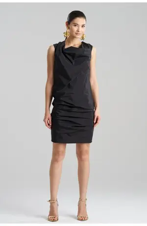 Natori Techno Poplin Asymmetrical Dress - Black