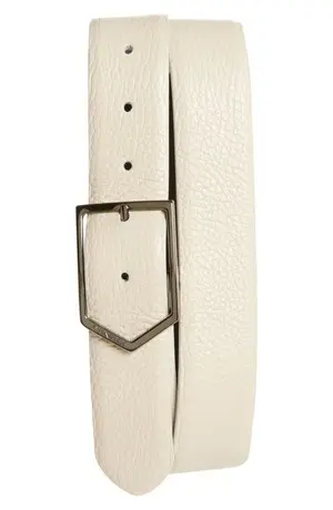 Canali Tumbled Calfskin Leather Belt - Light Beige