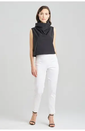Natori Techno Poplin Crop Funnel Top - Black