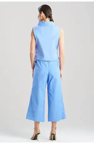 Natori Techno Poplin Crop Funnel Top - Blue Iris