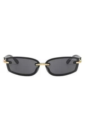 FIFTH & NINTH Zuri Oversized Rectangle Sunglasses - Black/ Gold
