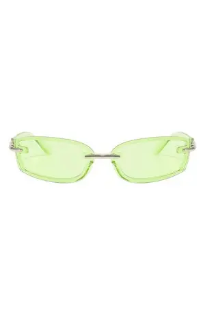 FIFTH & NINTH Zuri Oversized Rectangle Sunglasses - Green/ Silver