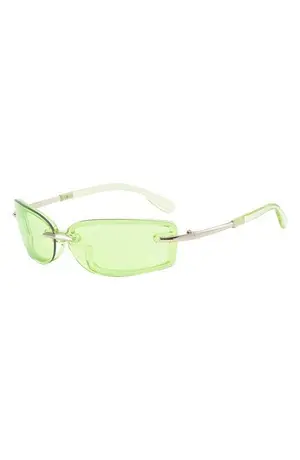 FIFTH & NINTH Zuri Oversized Rectangle Sunglasses - Green/ Silver