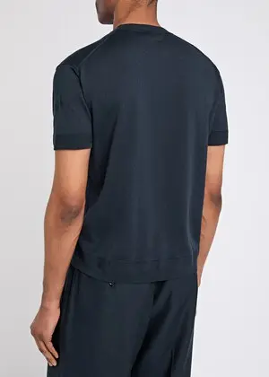 Moncler Knitted Silk-blend T-shirt - Navy