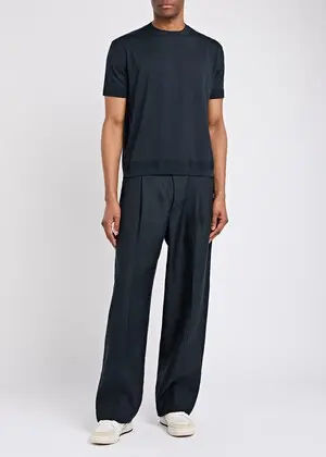 Moncler Knitted Silk-blend T-shirt - Navy
