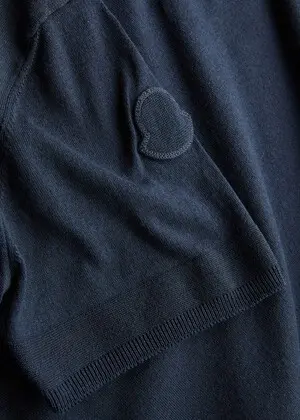 Moncler Knitted Silk-blend T-shirt - Navy