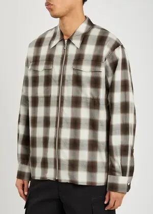 SECOND / LAYER Zip Relaxed Long Sleeve Cotton-blend Shirt