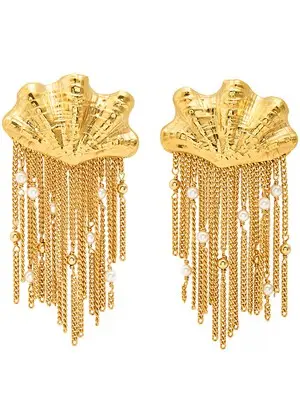 Chloé Shells Fringed Drop Earrings - Gold