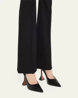 Amina Muaddi Ami Pointed Leather Pumps