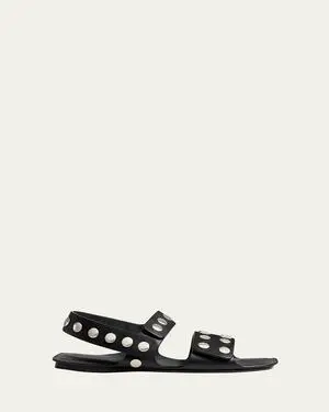 Khaite Boden Studded Leather Sandals - Black