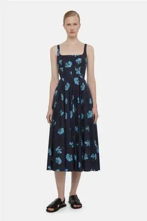 EMILIA WICKSTEAD Floral Square Neck Cotton Dress