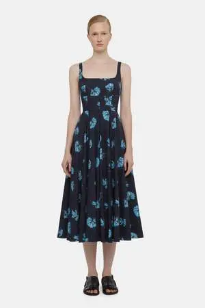 EMILIA WICKSTEAD Floral Square Neck Cotton Dress