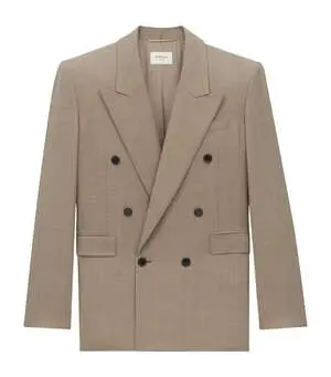 Saint Laurent Wool Double-breasted Blazer - Grey
