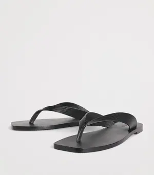 A.emery Leather Kinto Flip Flops - Black