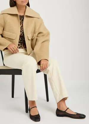 AeydĒ Uma Mesh Leather Mary Jane Flats