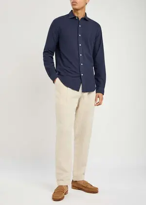 Polo Ralph Lauren Textured Cotton Shirt With Embroidered Crest