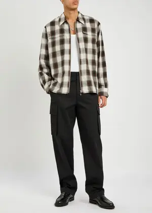 SECOND / LAYER Zip Relaxed Long Sleeve Cotton-blend Shirt