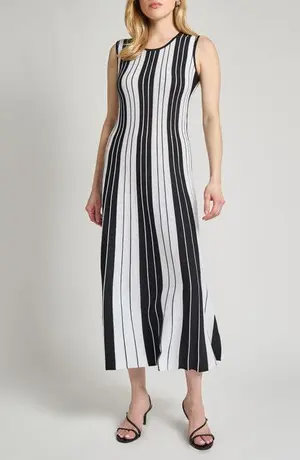 Misook Stripe Midi Dress