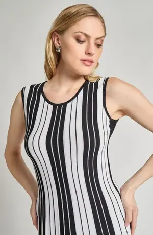 Misook Stripe Midi Dress