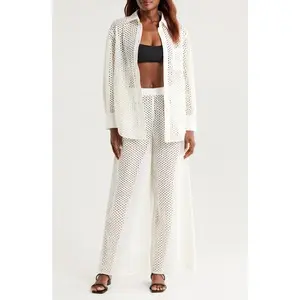 Solid & Striped Bronte Embroidered Eyelet Tunic Shirt - Brule