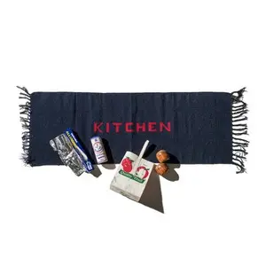 PUEBCO Handloomed Recycle Yarn Kitchen Mat - Blue