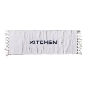 PUEBCO Handloomed Recycle Yarn Kitchen Mat - White