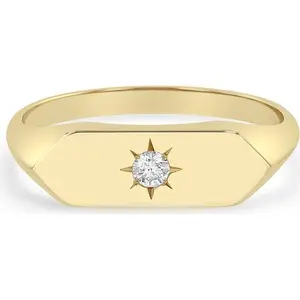 Zoe Chicco 14k Gold Diamond Signet Ring - 14k Yellow Gold