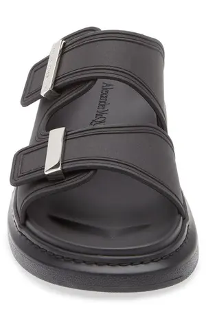 Alexander McQueen Oversized Hybrid Slide Sandal - Black/ Silver