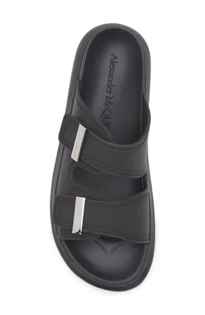 Alexander McQueen Oversized Hybrid Slide Sandal - Black/ Silver