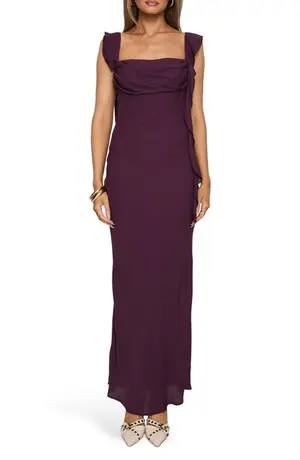 Princess Polly Lanai Ruffle Sleeveless Maxi Dress - Plum