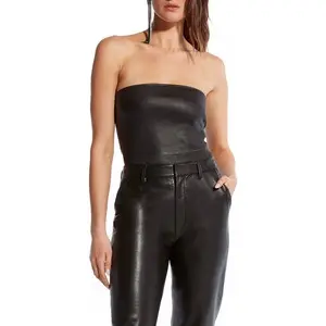 AS By DF Cinematique Stretch Leather Bustier - Black