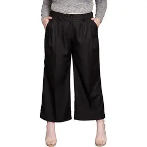 STANDARDS & PRACTICES Crop Wide Leg Trousers - Black