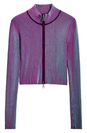 Desigual Front Zip Rib Jacket - Purple