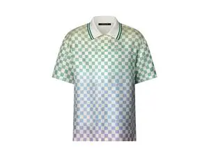 LOUIS VUITTON Damier Gradient Printed Silk Polo Shirt