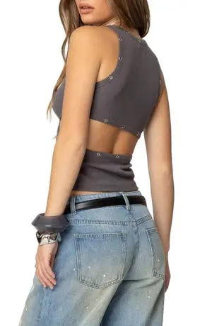 EDIKTED Imogen Grommet Accent Cotton Tank Top