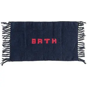 PUEBCO Handloomed Recycle Yarn Bath Mat Navy Blue