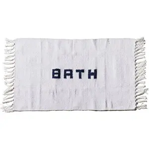 PUEBCO Handloomed Recycle Yarn Bath Mat - White