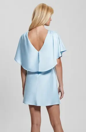 Guess Jasmine Flutter Sleeve Satin Mini Dress