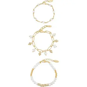 Ettika Pearl Bracelet Set - Gold