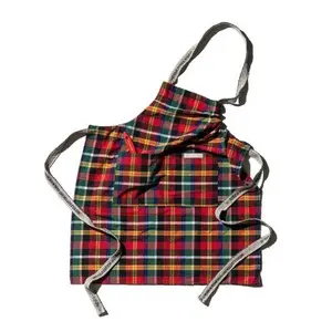 PUEBCO Recycle Cotton Check Apron Red X Green
