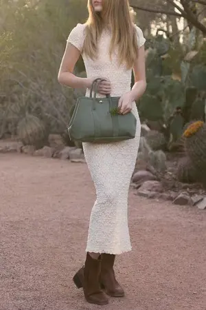 EZRA ARTHUR Audrey American Steer Leather Top Handle Bag - Moss