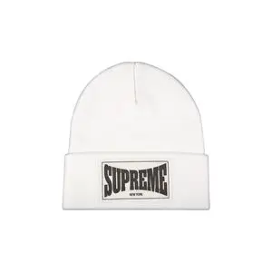 Supreme Woven Label Beanie - White
