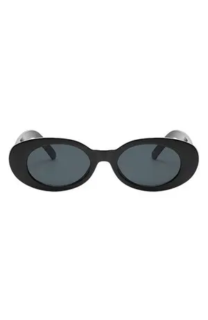 FIFTH & NINTH Vivi Polarized Oval Sunglasses - Black/ Black