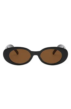 FIFTH & NINTH Vivi Polarized Oval Sunglasses - Black/ Brown