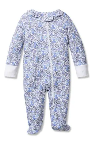 PETITE PLUME Floral Pima Cotton Footie - Blue